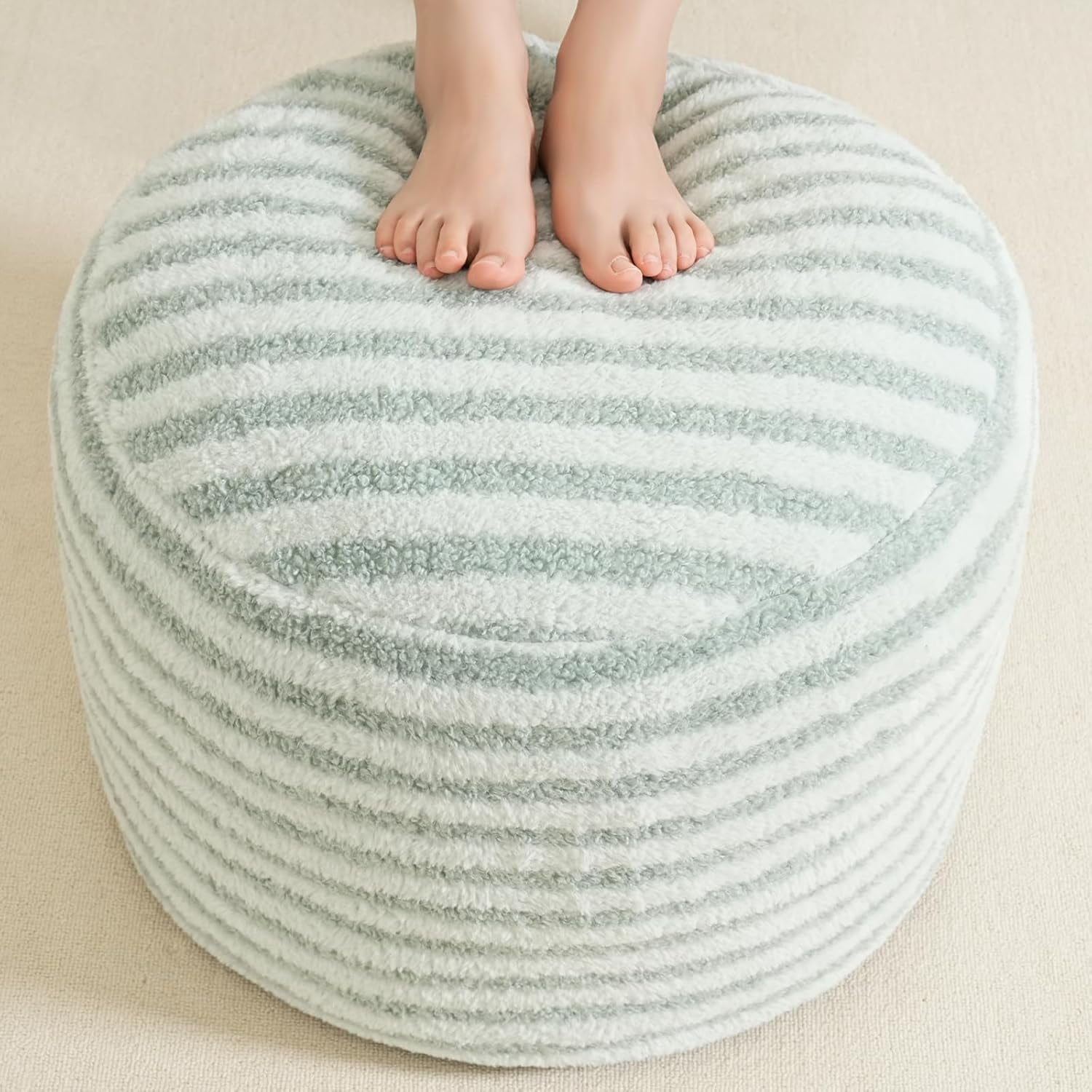 Round Pouf Ottoman Stuffed Pouf Foot Rest Stool Floor Chair Poufs for ...