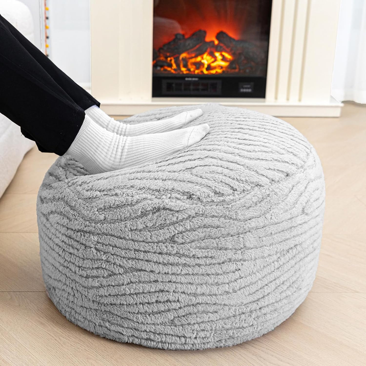 Round Pouf Ottoman Stuffed Home Pouf Ottoman Foot Rest Foot Stool Poufs ...