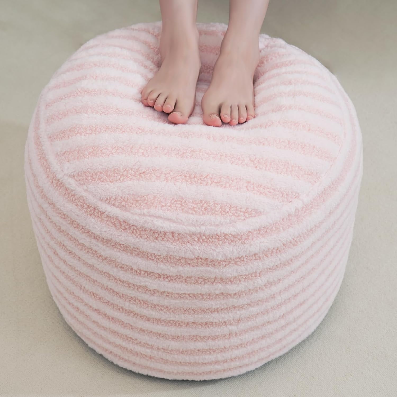 Round Pouf Ottoman Stuffed Pouf Foot Rest Stool, Floor Chair Poufs for ...