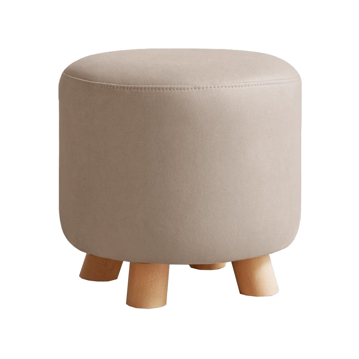 Upholstered Round Pouf Ottoman Footrest Stackable Ottoman For Living ...