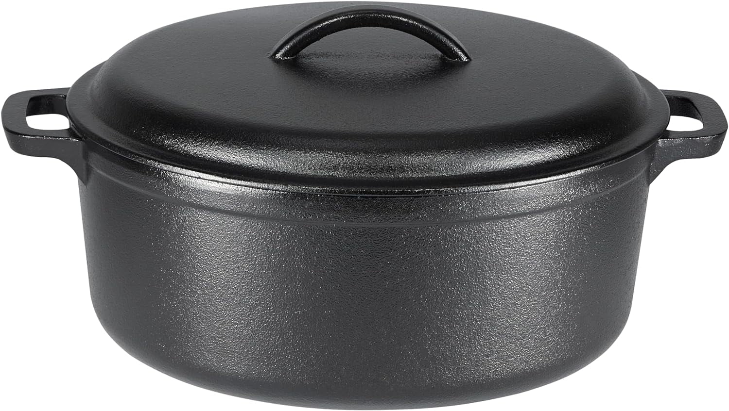 Round Pre-Seasoned Cast Iron Dutch Pot with lid and double handles ...