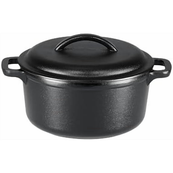 Round Pre-Seasoned Cast Iron Mini Dutch Oven Pot with Lid and Dual ...
