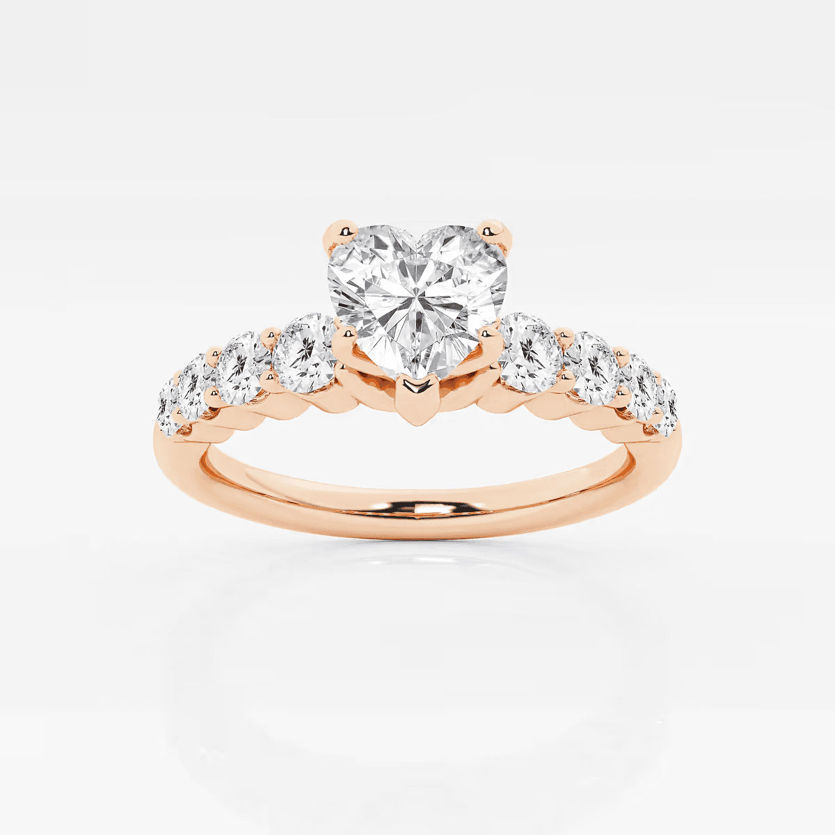 Round Prong Set Side Stone Lab Grown Diamond Engagement Ring - Walmart.com
