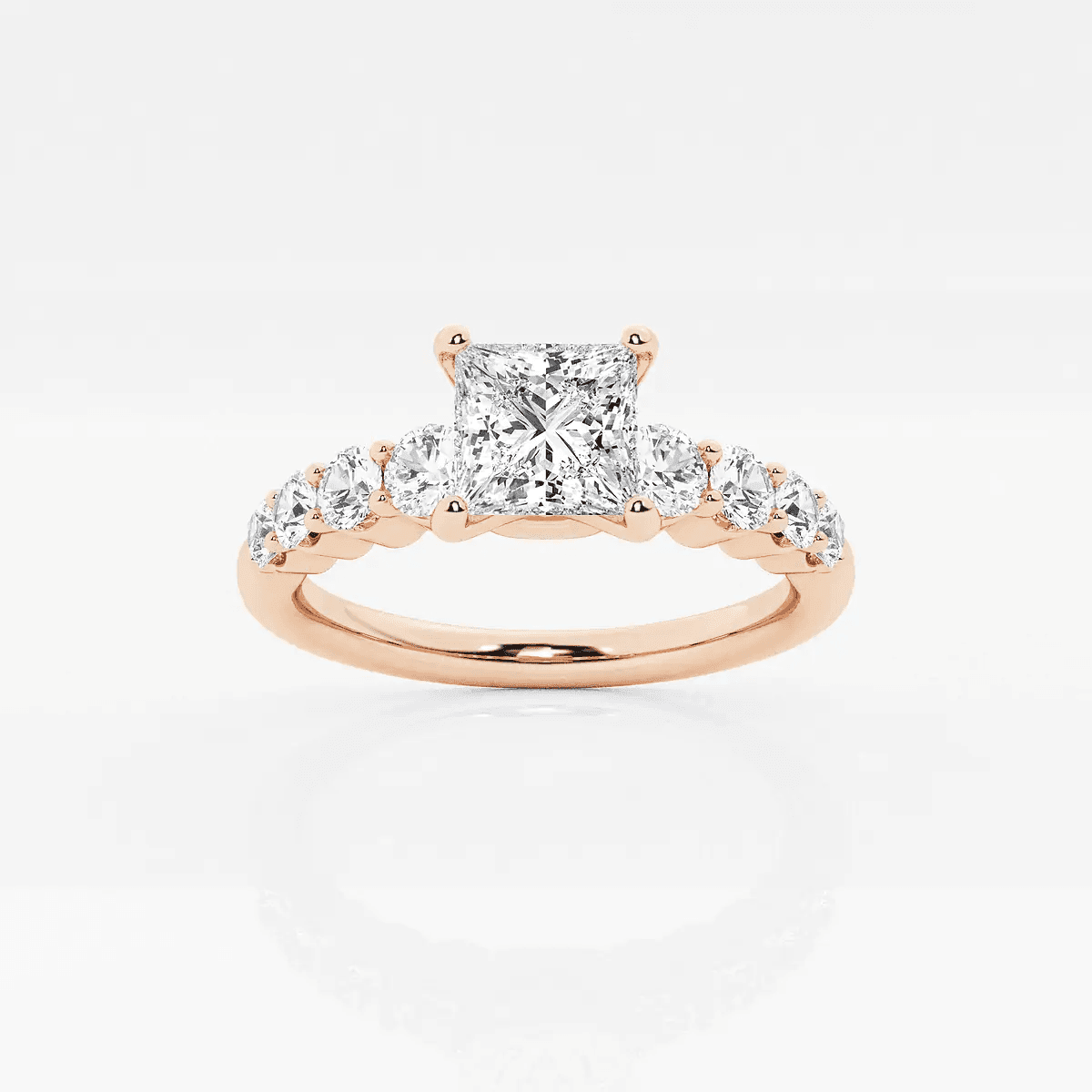 Round Prong Set Side Stone Lab Grown Diamond Engagement Ring - Walmart.com