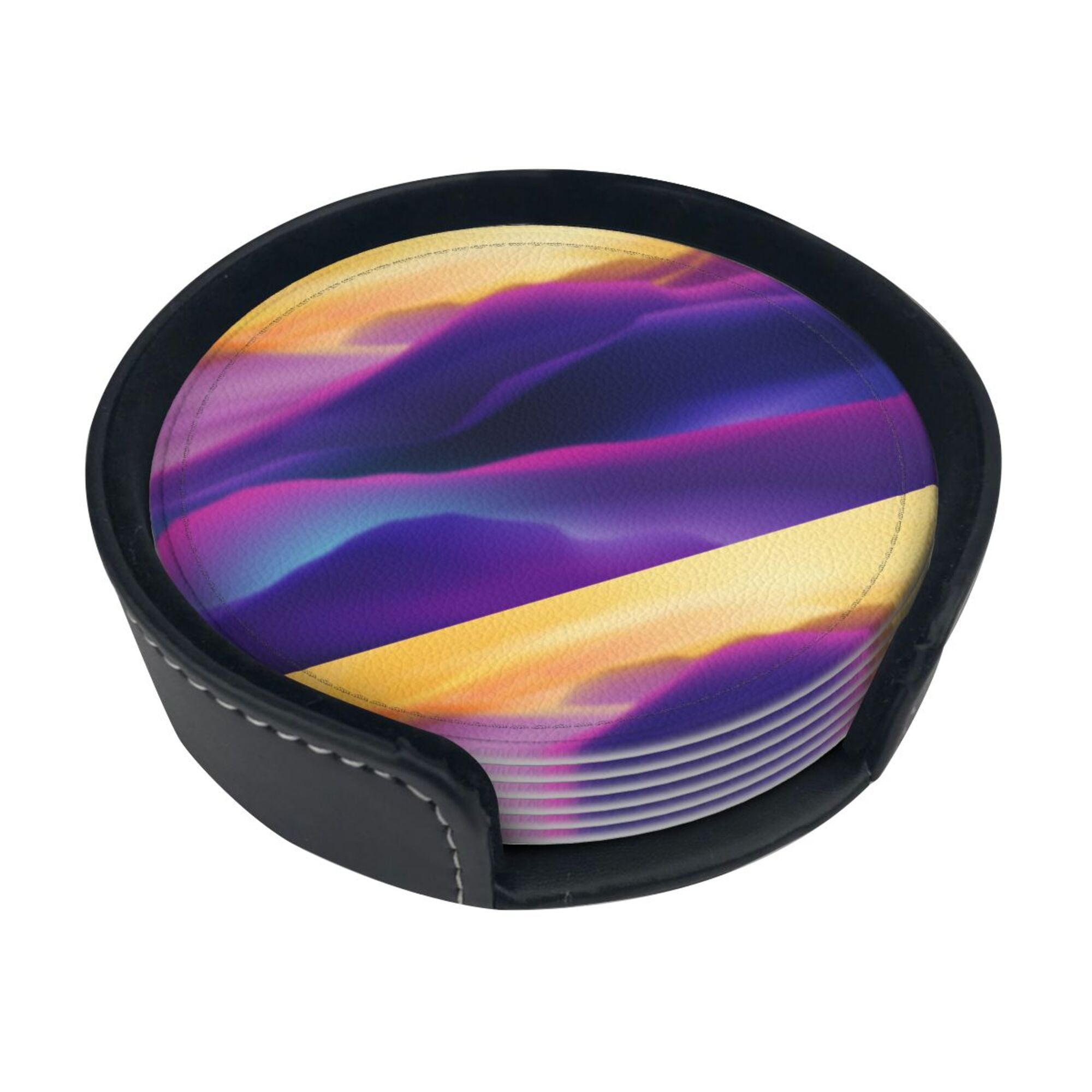 Round Pu Leather Coaster Hd Picture Of Color Clouds Heat - Resistant ...