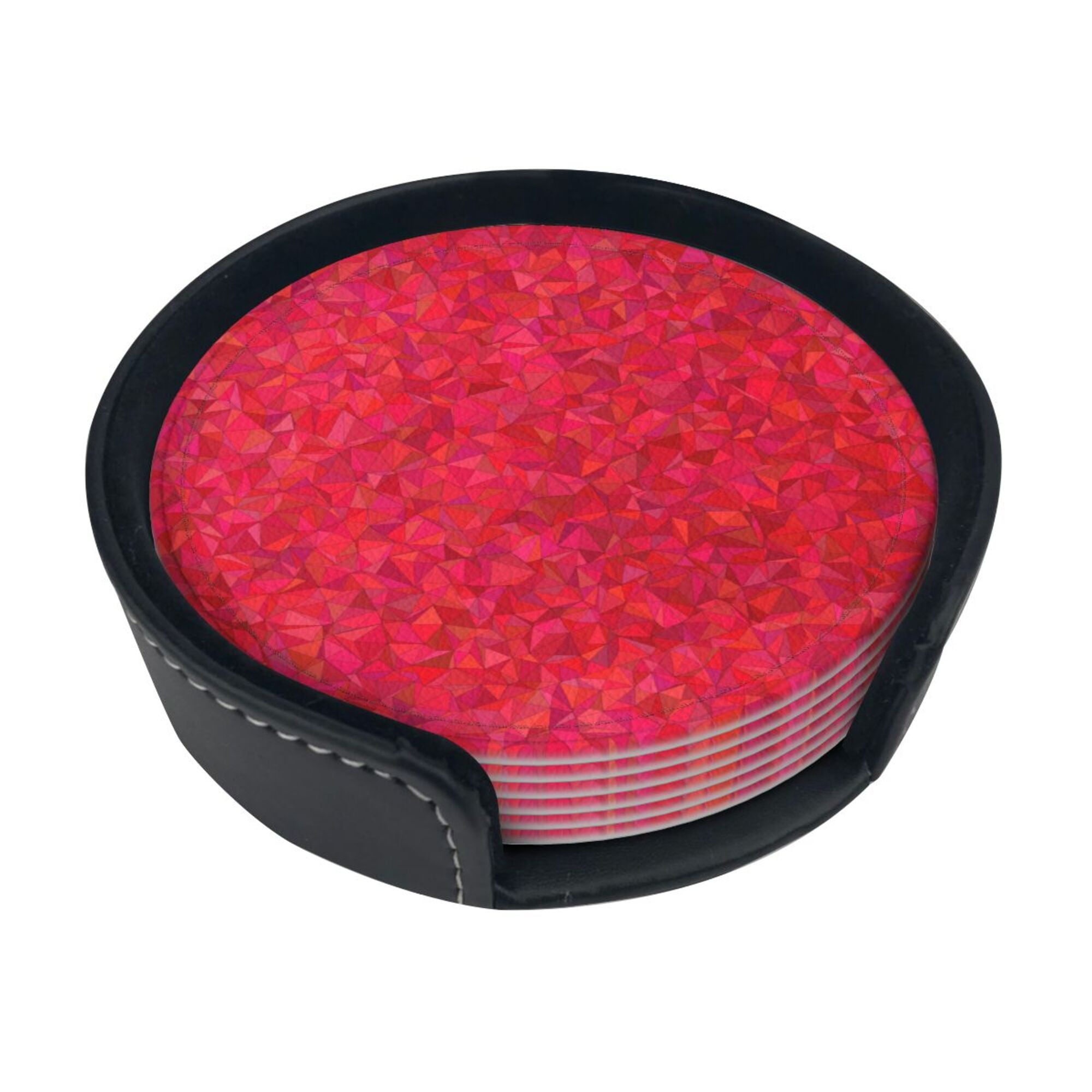 Round Pu Leather Coaster Polygon Background Heat - Resistant Beverage ...
