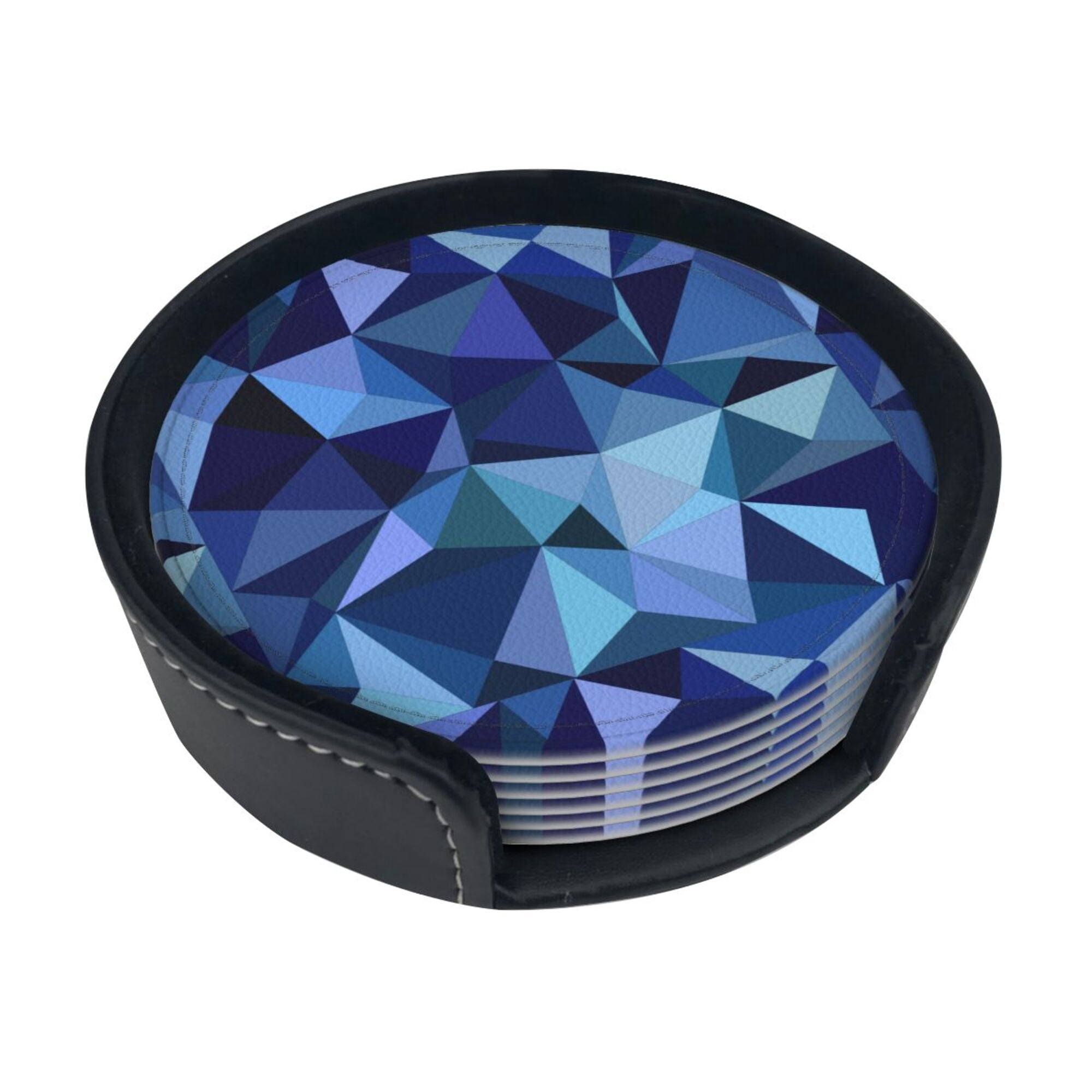 Round Pu Leather Coaster Polygon Background Heat - Resistant Beverage ...