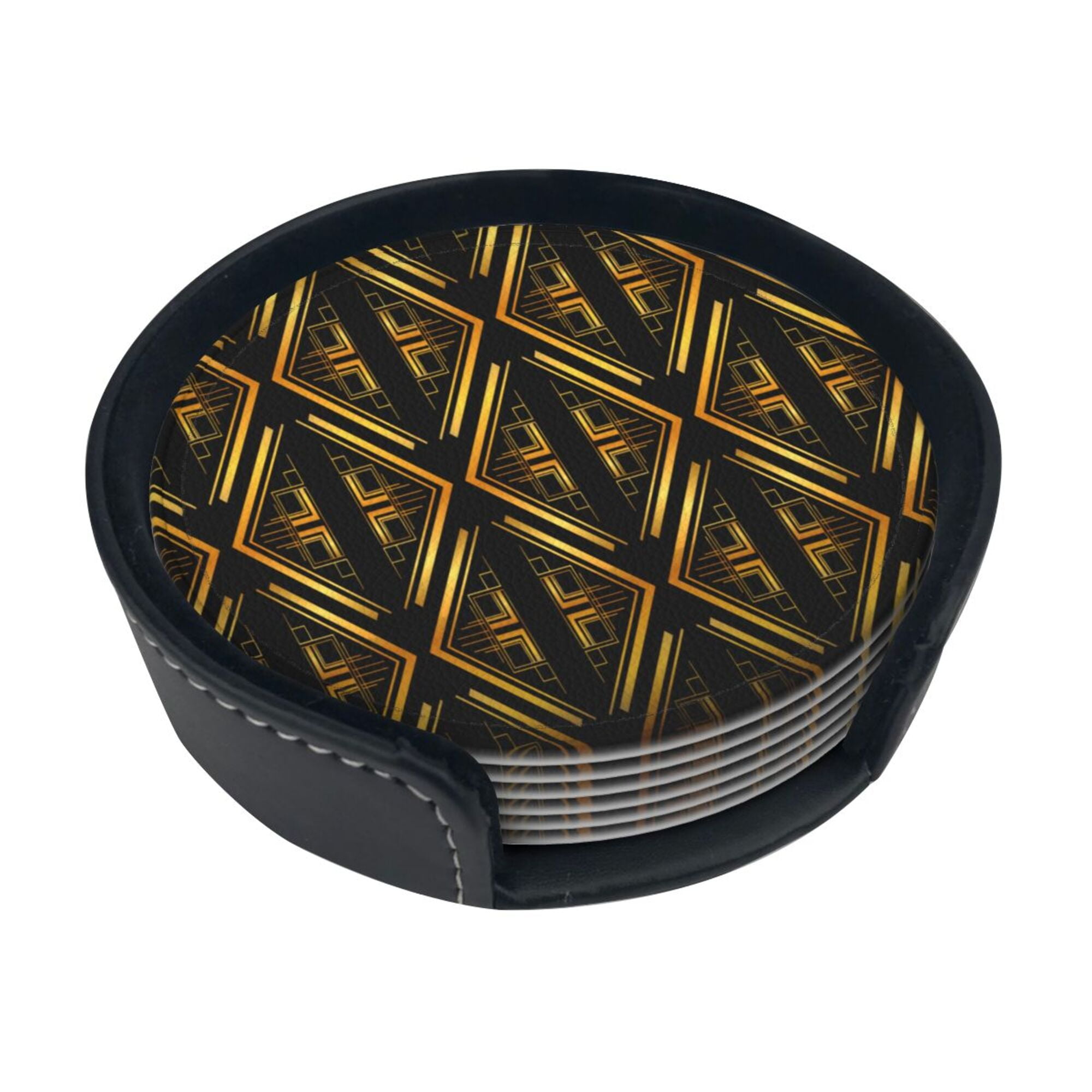 Round Pu Leather Coaster Seamless Floral Pattern Background Heat ...