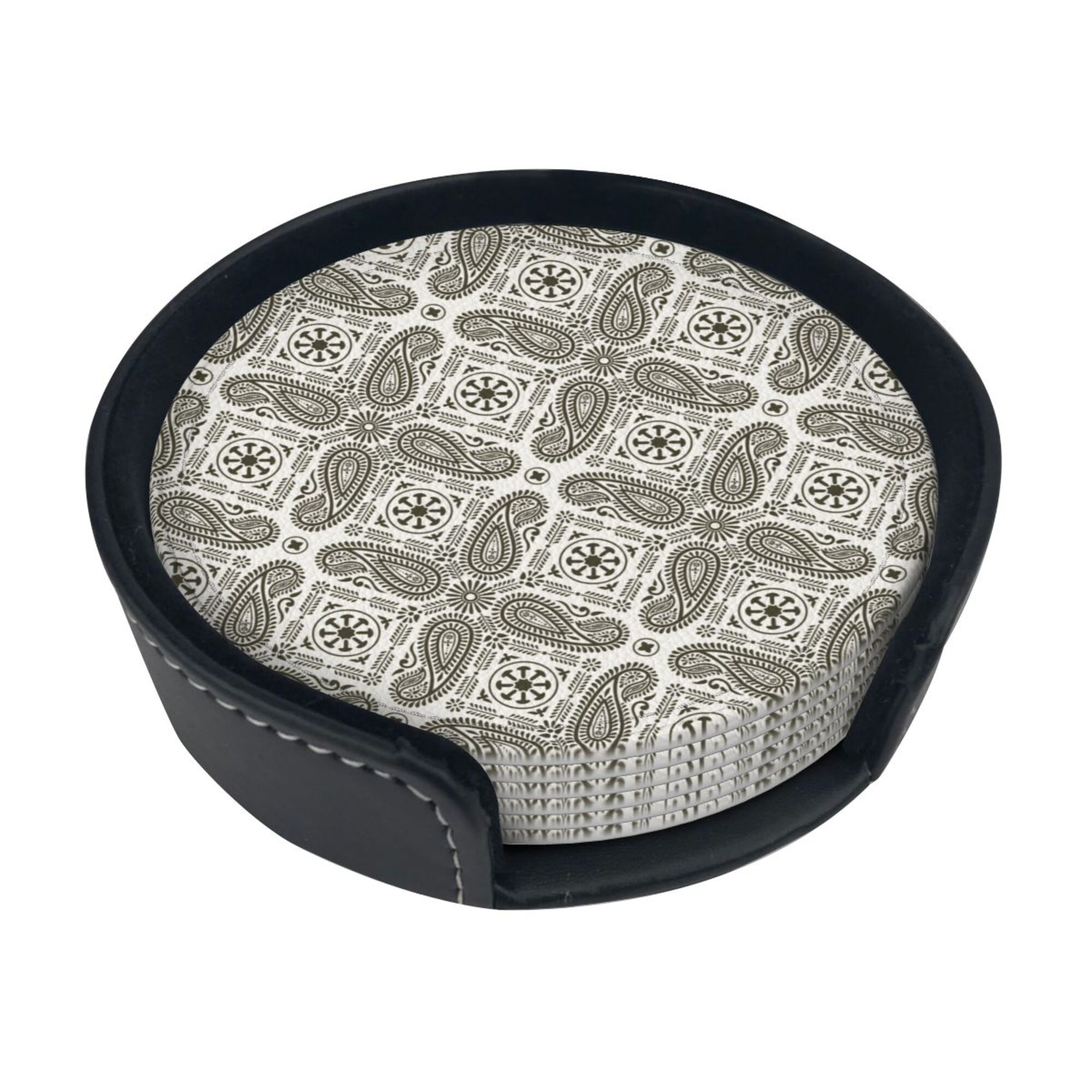 Round Pu Leather Coaster Seamless Flower Pattern Heat - Resistant ...