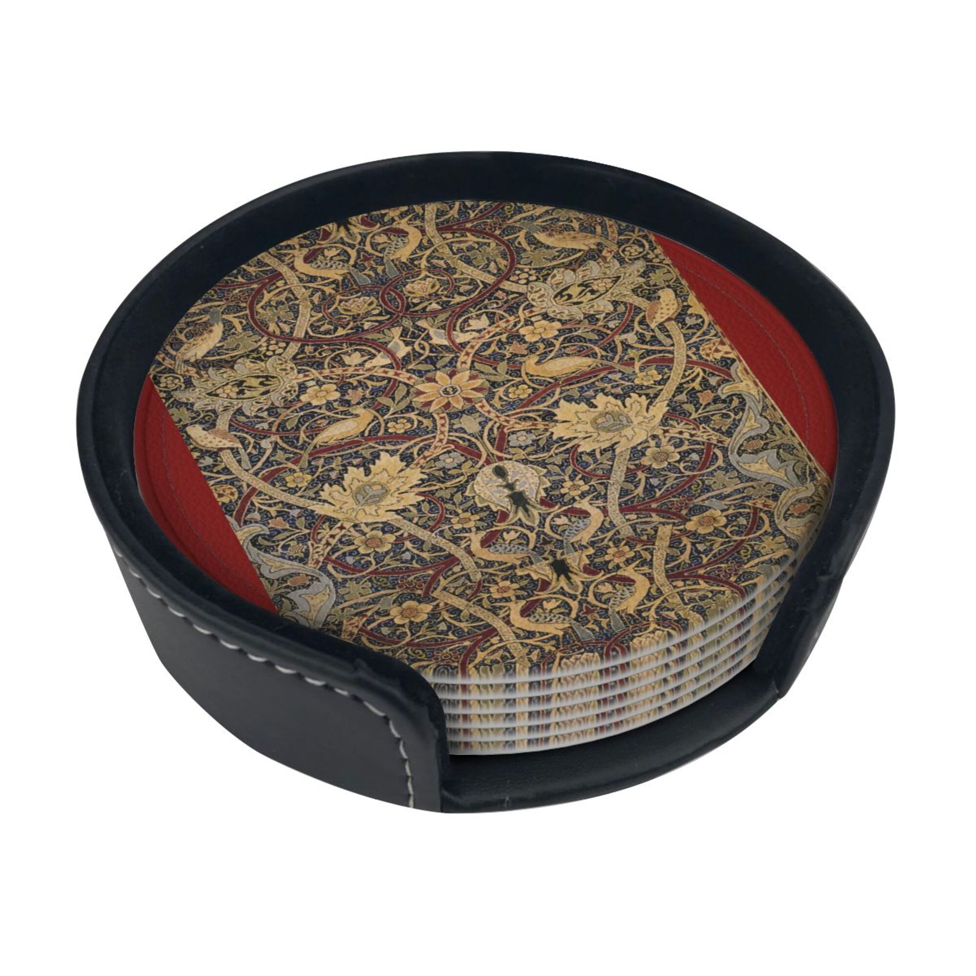 Round Pu Leather Coaster William Morris Pre Raphaelite Exquisite Heat ...