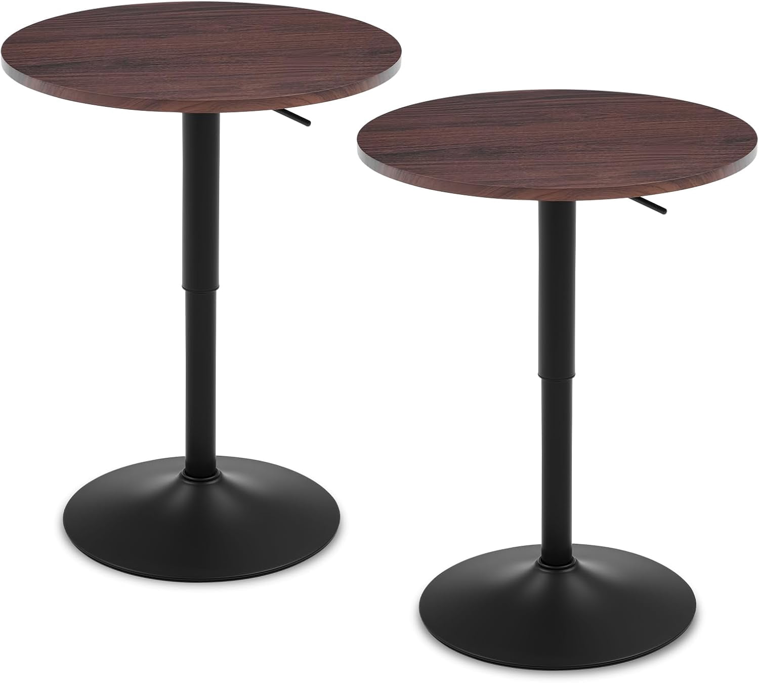Round Pub Table with Sturdy Metal Base, Height-Adjustable Cocktail Bar ...