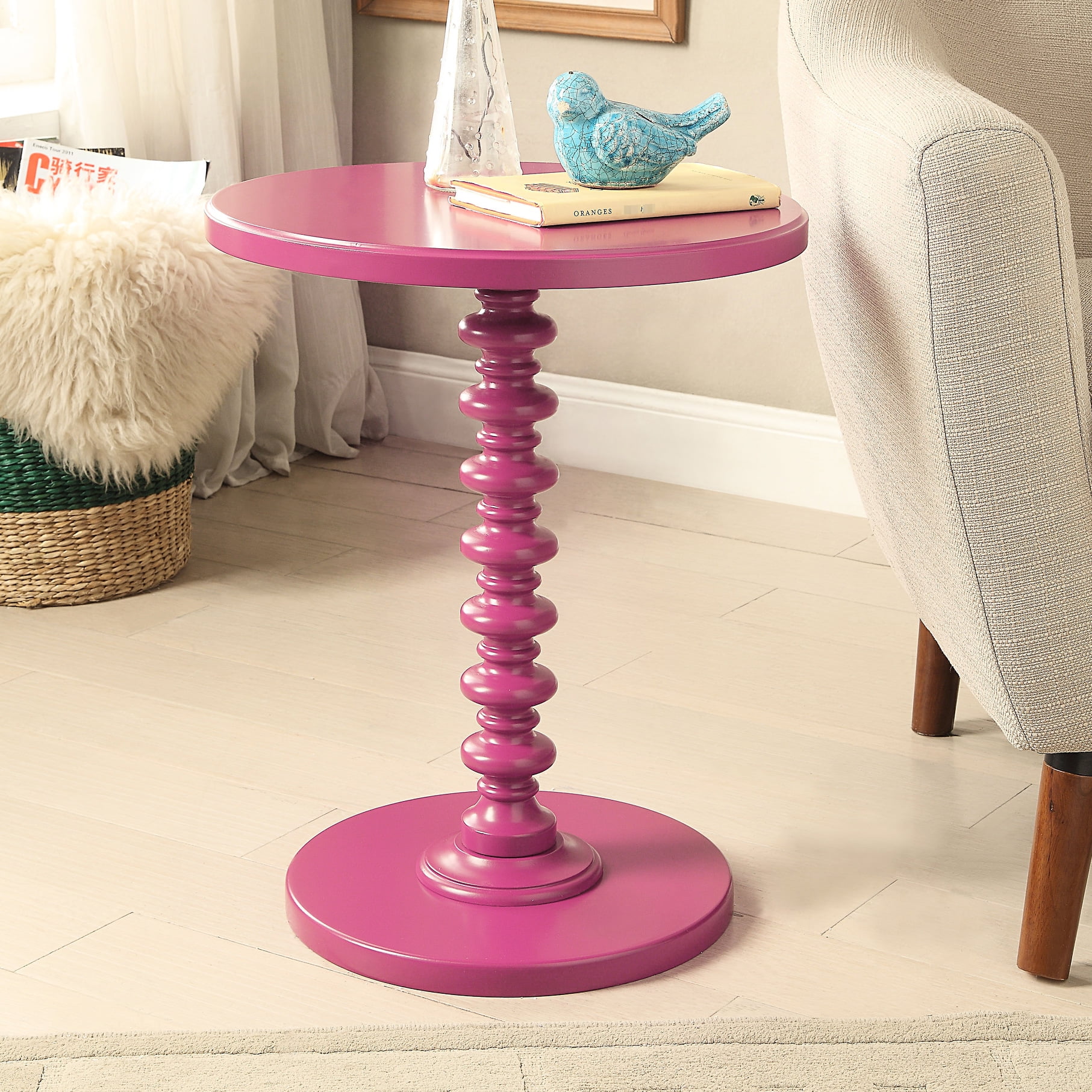 Round Purple Accent Table / For Dining Areas and Reading Nooks / Adds ...