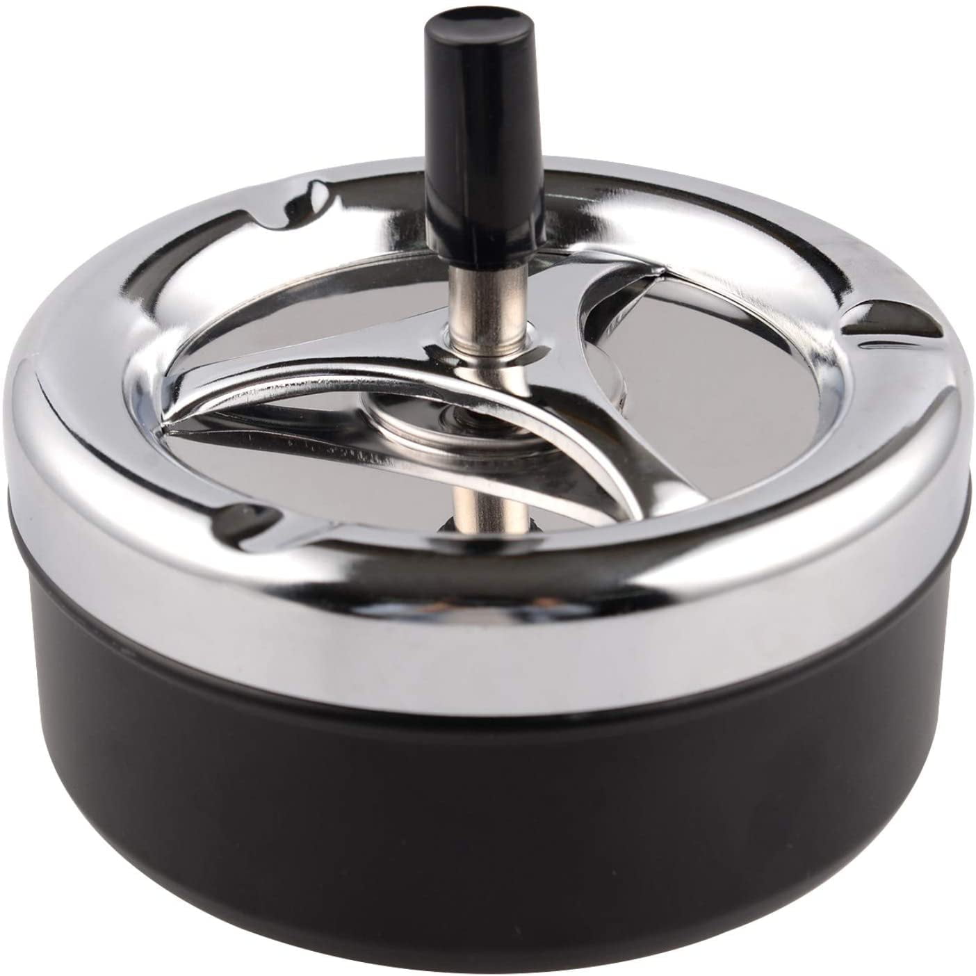 Round Push Down Stainless Steel Modern Tabletop Cigarette Ashtray with ...