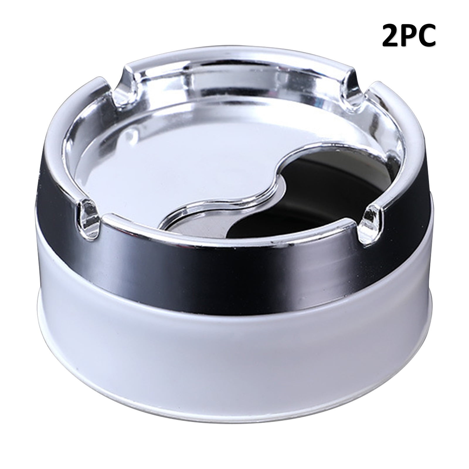 Round Push Down Stainless Steel Modern Tabletop Cigarette Ashtray with Spinning Tray, Cigarette ...