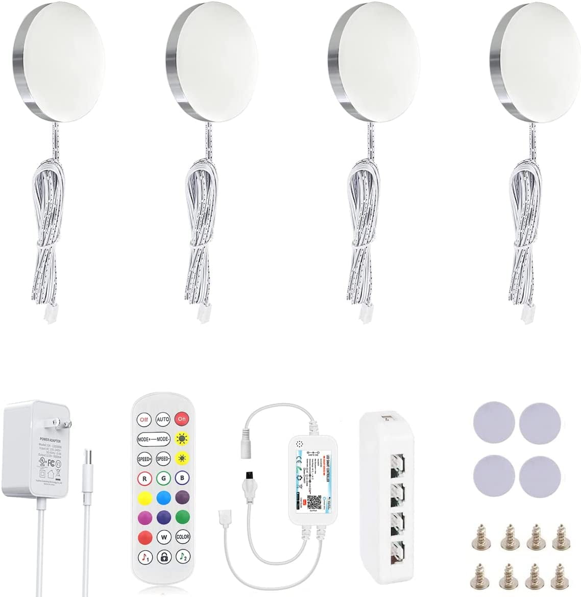 Round RGB Multicolor Dimmable LED Cabinet Lighting Counter Showcase ...