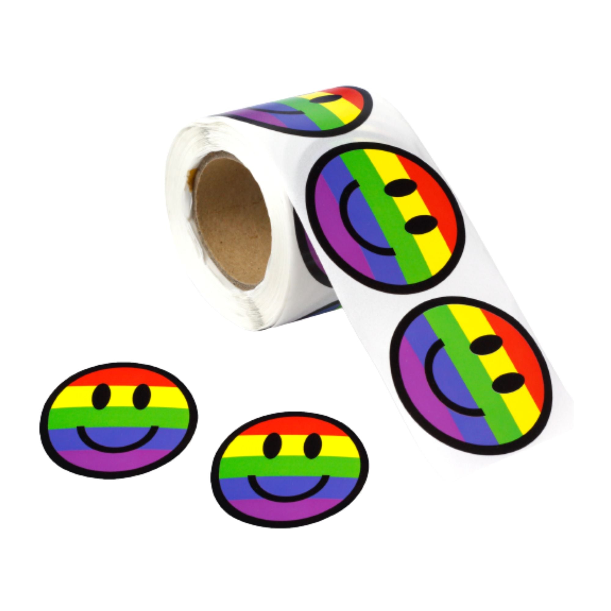 Round Rainbow Smiley Face Stickers (250 per Roll) - Walmart.com