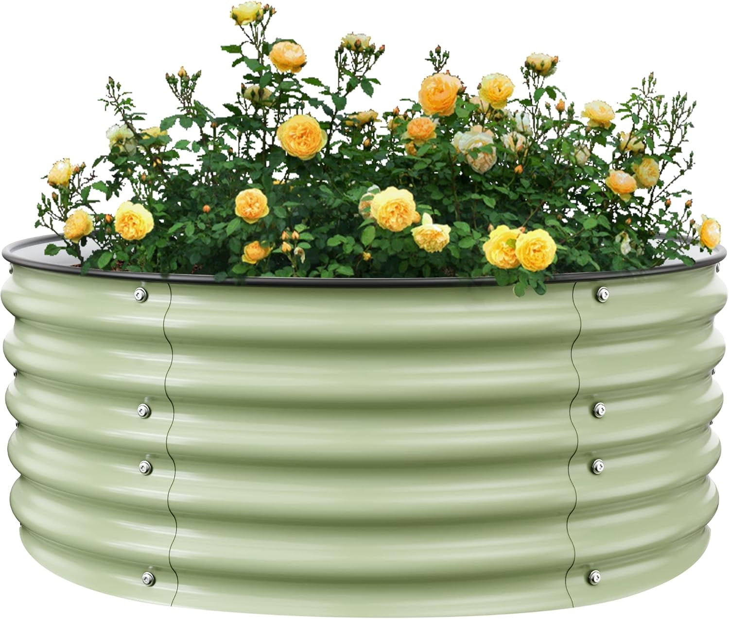 Round Raised Garden Bed Kit, 3.5x3.5x1.4Ft Outdoor Zinc-Aluminum ...