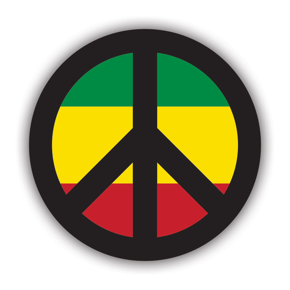 Round Rasta Peace Symbol Sticker Decal - Self Adhesive Vinyl ...