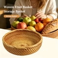 Round Rattan Fruit Baskets Woven Storage Bowls Key Holder Stackable for ...