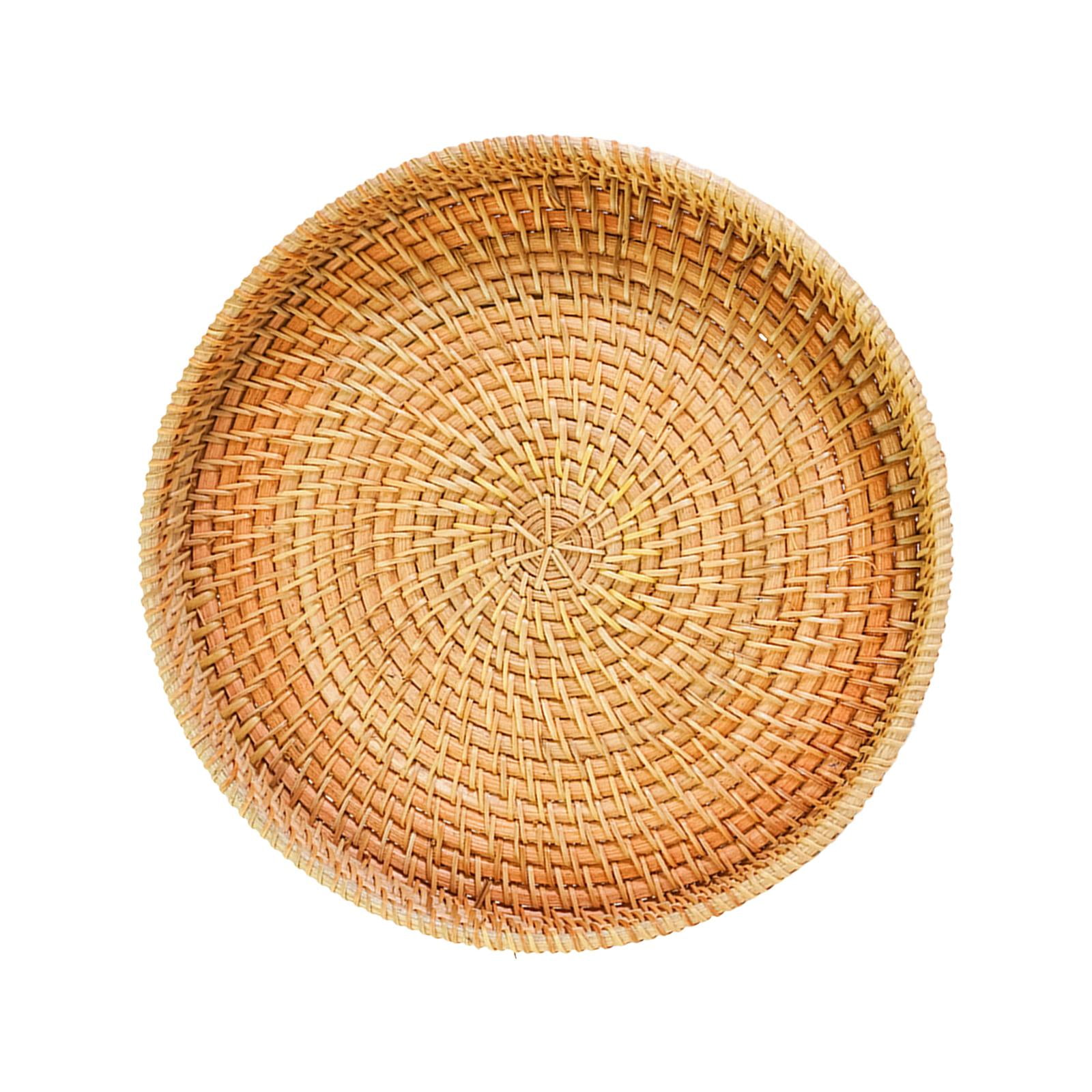 Round Rattan Serving Tray Food Serving Baskets Hand Woven Candy Plate ...