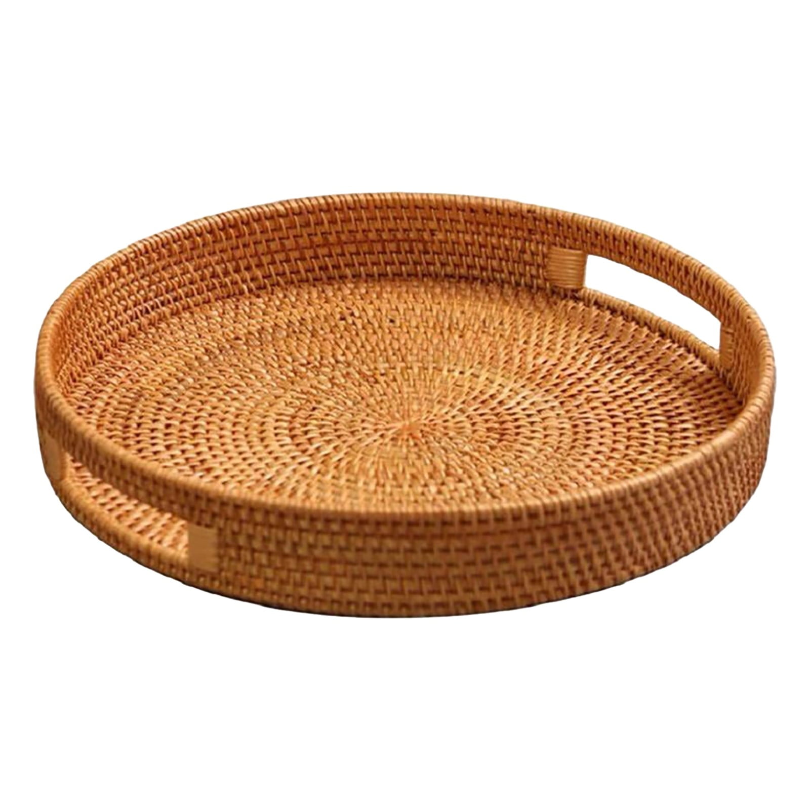 Round Rattan Serving Tray with Handles Hand-Woven Wicker Tray ...