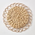 Round Rattan Table Placemat, Brown, 15 Inch Diameter, Spiral Woven ...