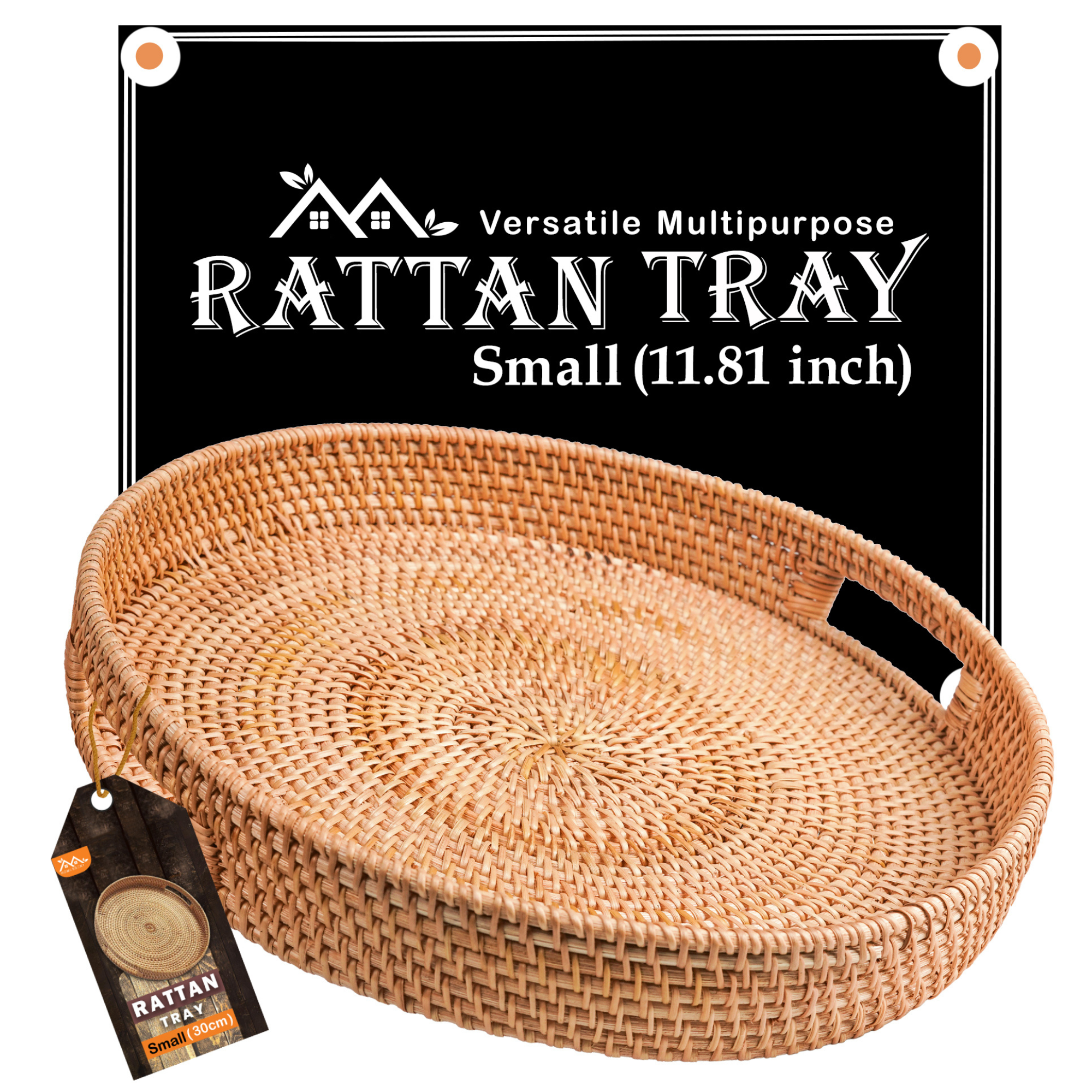 Round Rattan Tray 11.81x 2.4 Inches -Natural Rustic & Sturdy Round ...