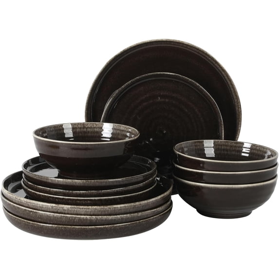 Round Reactive Glaze Stoneware Dinnerware Set, Service - Walmart.com