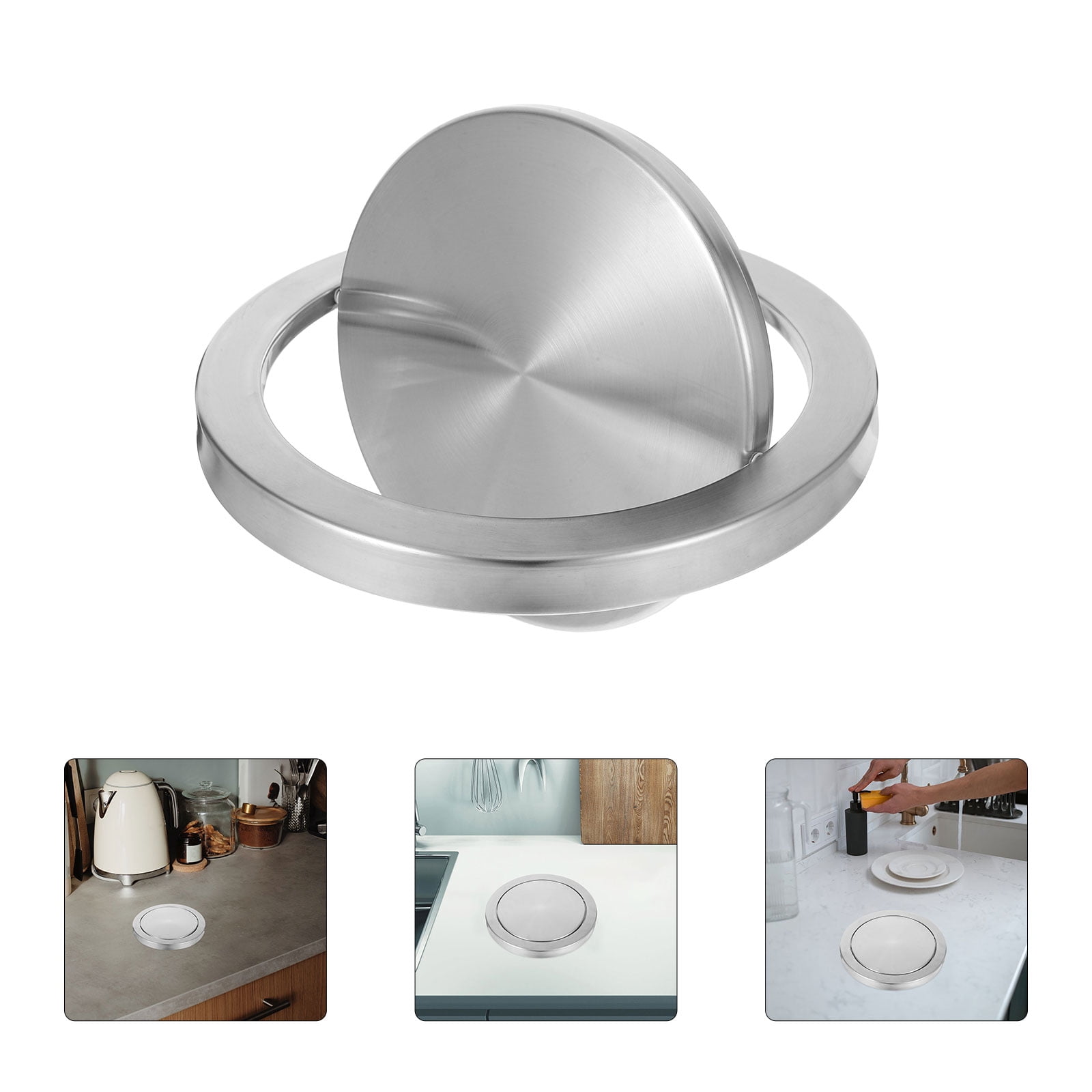 Supvox Round Recessed Trash Lid, Stainless Steel Countertop Swing Cover ...