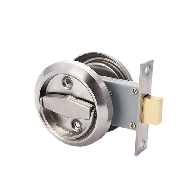 Round Recessed Door Lock, 304 Stainless Steel Keyless Pocket Door Lock ...