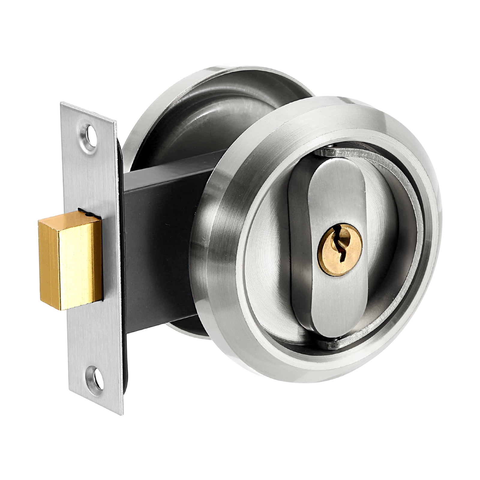 Round Recessed Door Lock, Stainless Steel Pocket Privacy Door Latch 2 1 ...