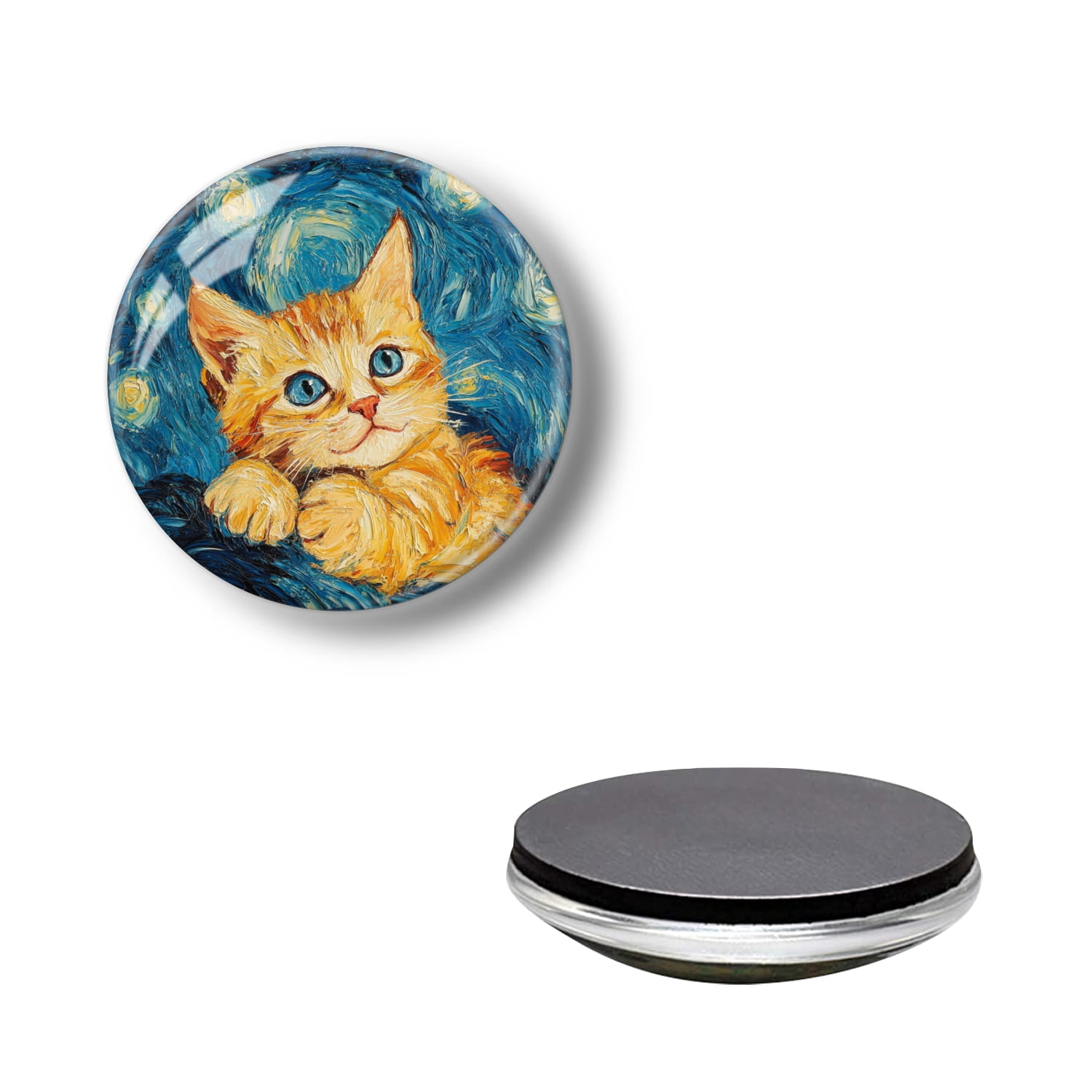 Round Refrigerator Magnets Strong Fridge Sticker, Beautiful Catling in ...