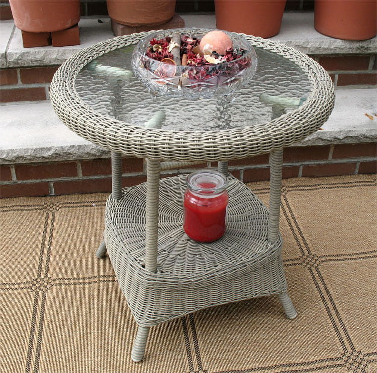 Round Resin Wicker Table with Inset Glass Top - Walmart.com
