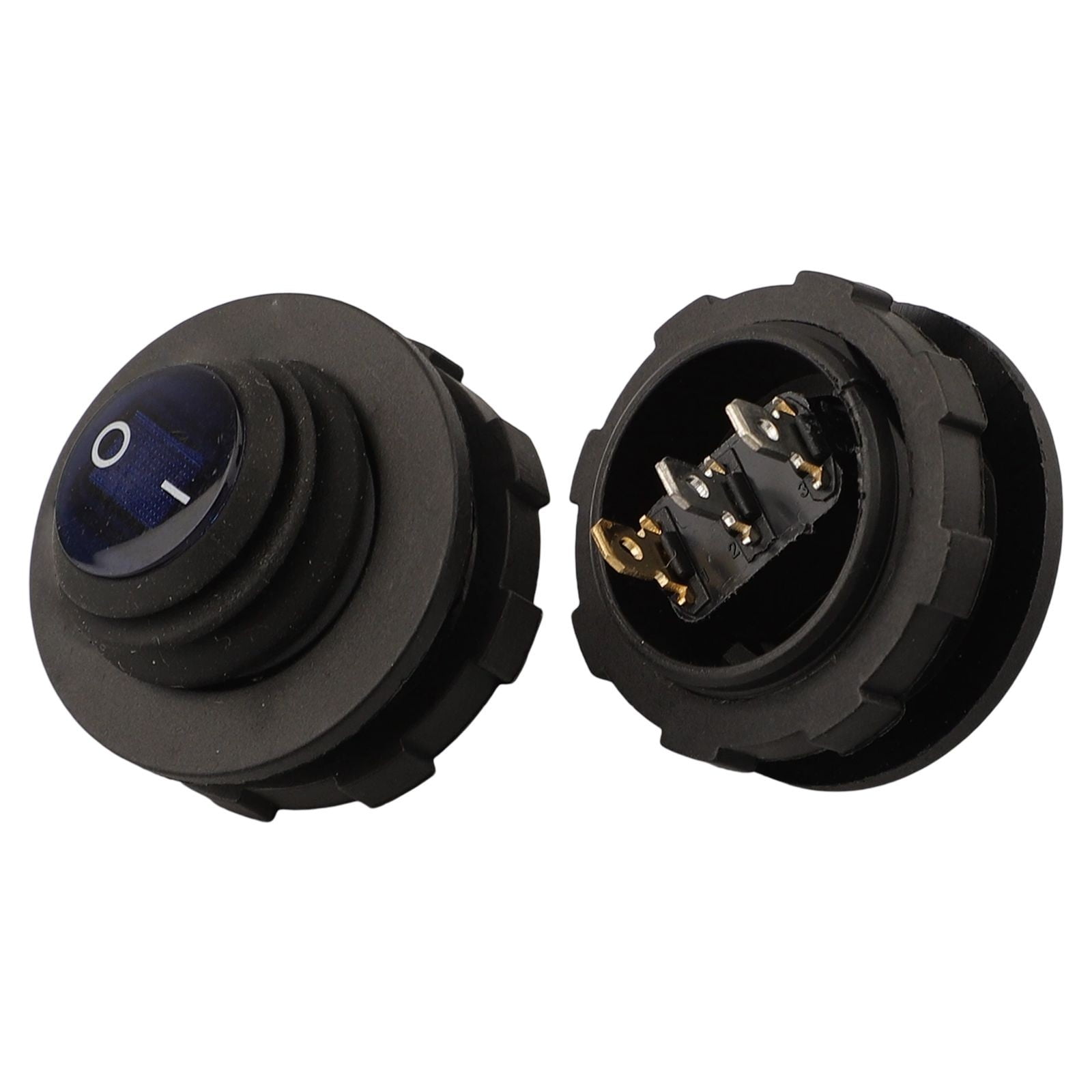 Round Rocker Switch Waterproof with Shell LED Light SPST 3 Pin 2 ...