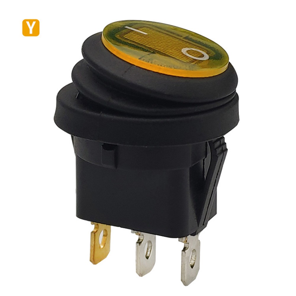 Round Rocker Switch Waterproof with Shell LED Light SPST 3 Pin 2 ...