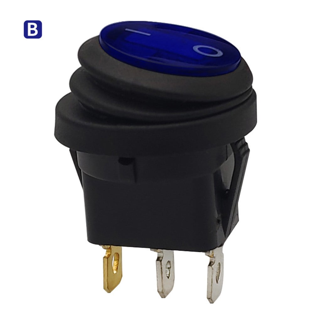 Round Rocker Switch Waterproofs With Shell Led Light Spst 3 Pin 2 ...