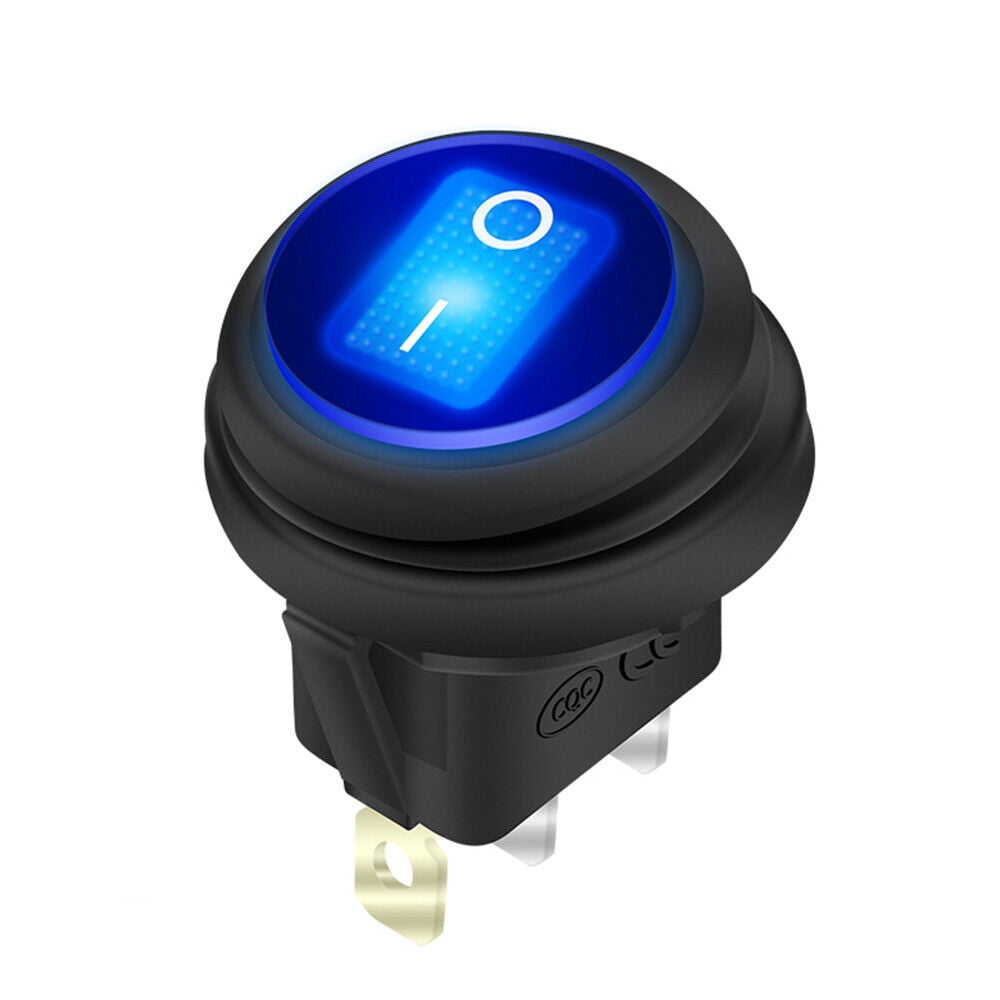 Round Rocker Toggle Switch Blue LED 12V Car Boat On Off Pack of 3 ...