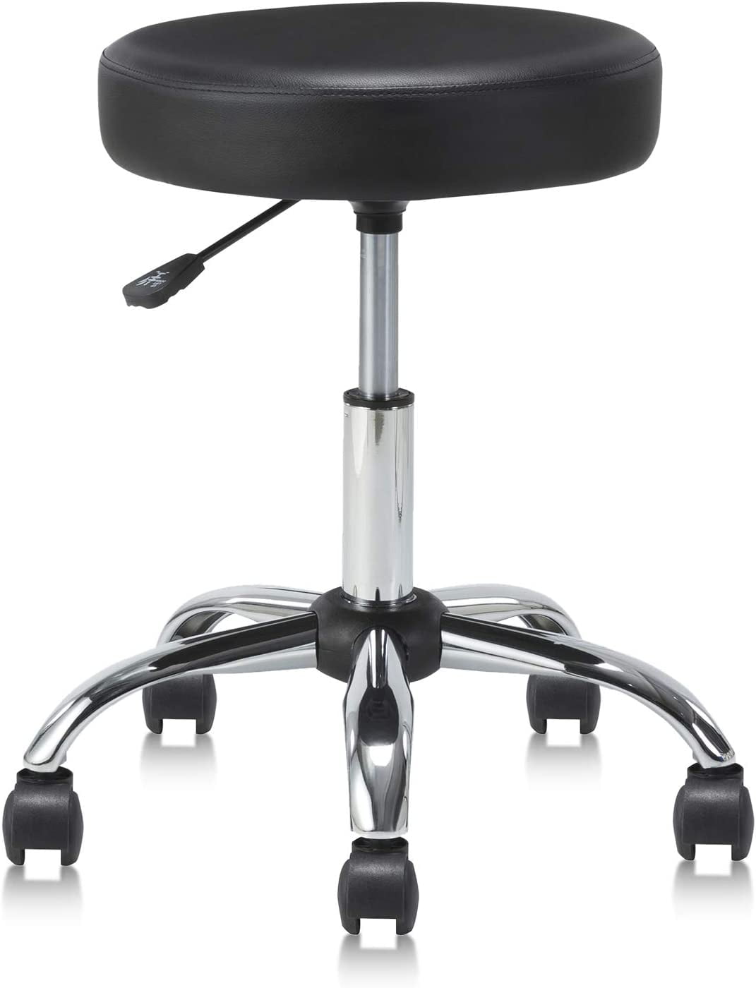 Round Rolling Stool Swivel with Wheels Adjustable Height Seat 19.7"D x ...