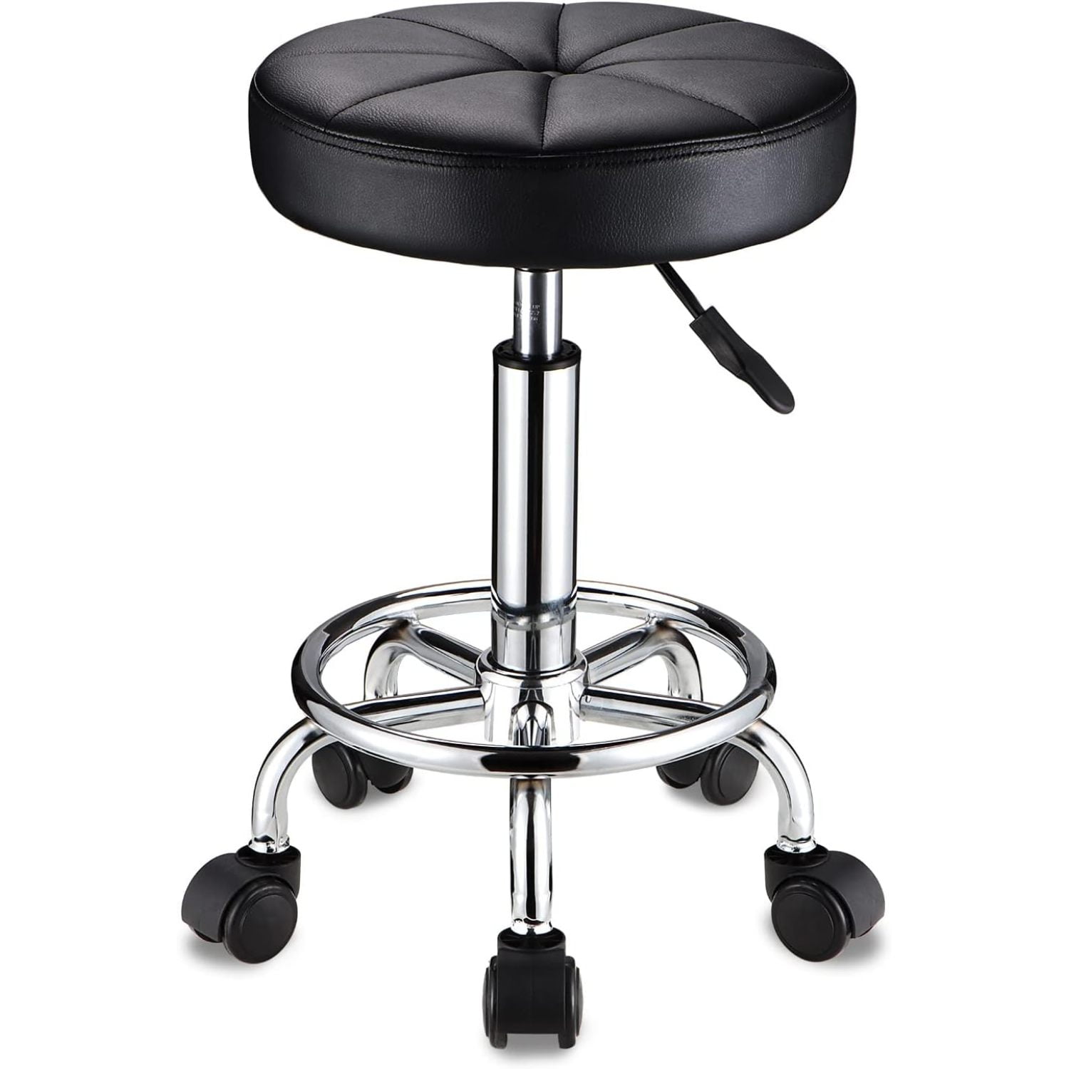 Round Rolling Stool with Wheels Height Adjustable Swivel Stool Chair ...