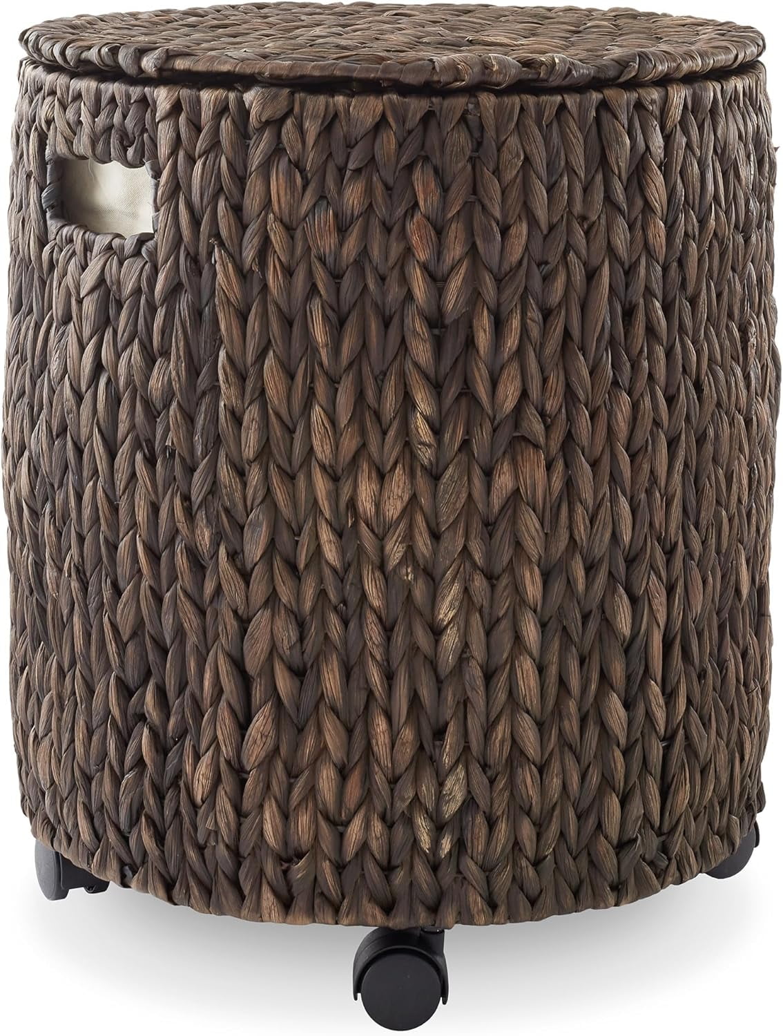 Round Rolling Storage Basket with Lid - Espresso, Handwoven Water ...