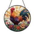 Round Rooster Farm Scene Stained Glass Style Suncatcher, Rustic ...