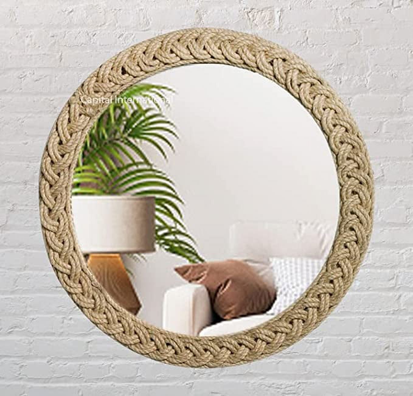 Round Rope Wall Mirror Large Wall Mounted | Nautical Rope for Rustic ...