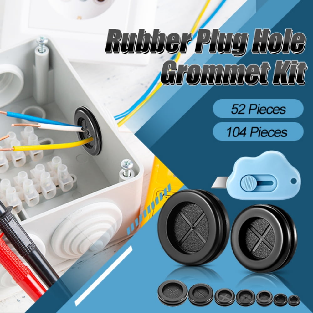 Round Rubber Plug Hole Grommet Kit, 7 Sizes Black Double Sided ...