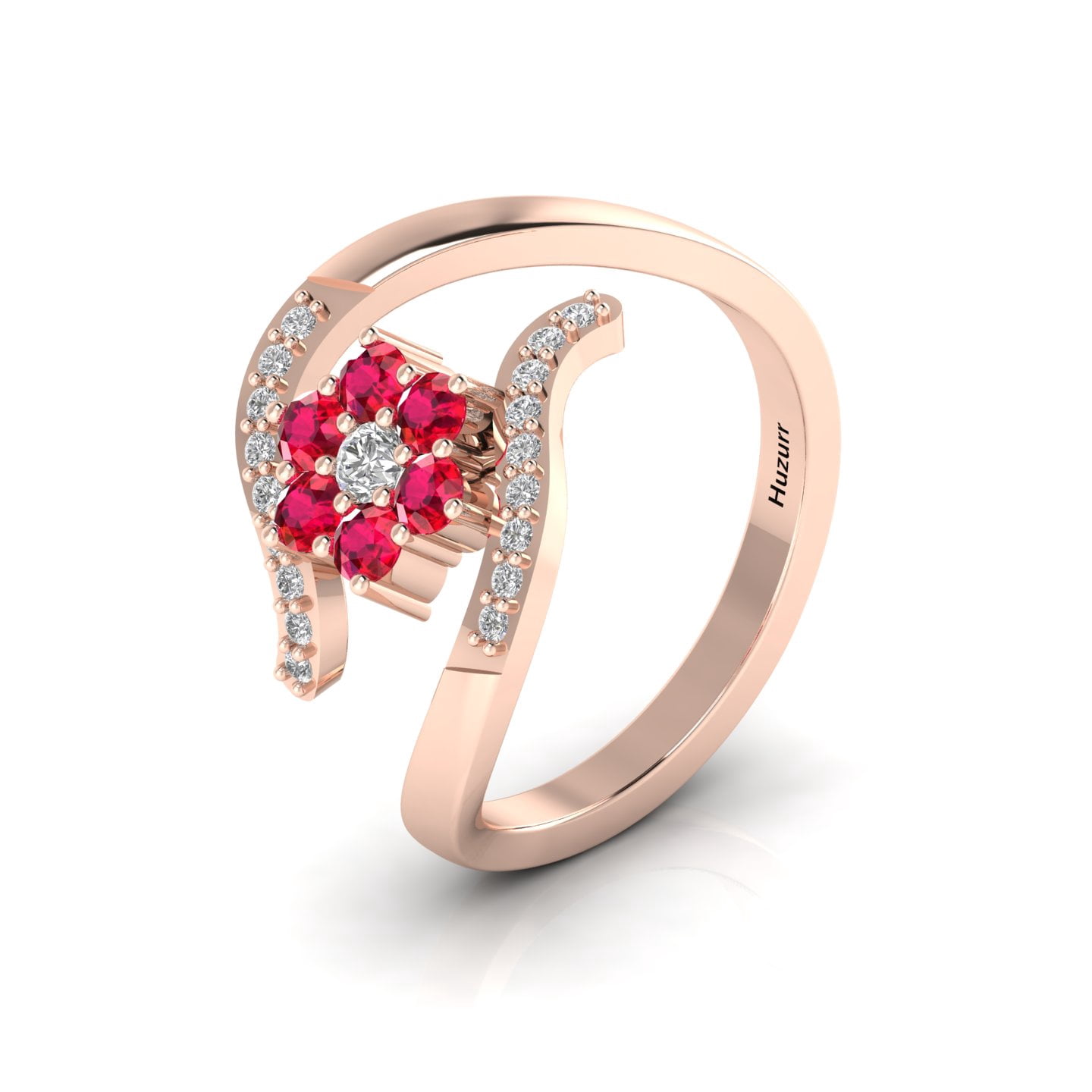 Round Ruby Rose Gold Filled Solitaire Flower Ring - Walmart.com