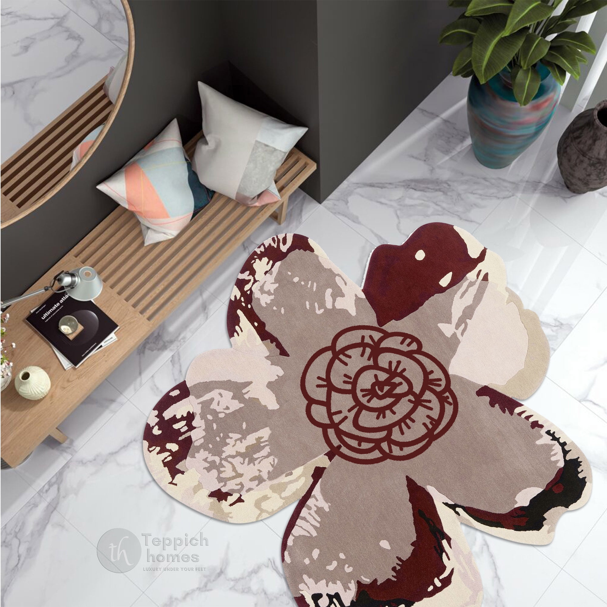 Round Rug 10x10, Living room, Bedroom, Hallway, Wool Area Rugs, Floral ...