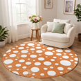 Round Rug 7ft, Orange Polka Dot Low Pile Washable Rugs for Playroom ...