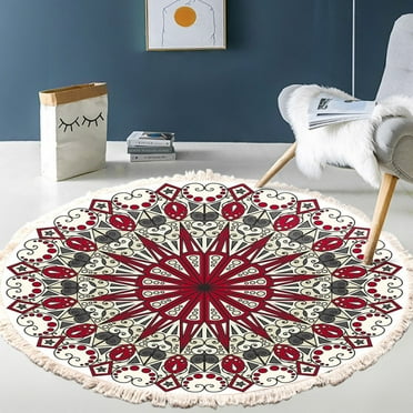 YJ.GWL Round Rug Circle Carpet Washable Non Slip Area Rugs Boho ...