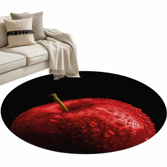 Round Rugs 3.3 Ft, Red Fruit Non Slip Area Rugs for Kitchen Bedroom ...