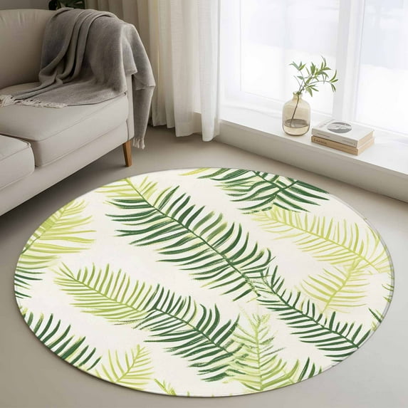 Round Rugs 3.3 Ft, Sage Green Summer Botanical Non Slip Area Rugs for ...