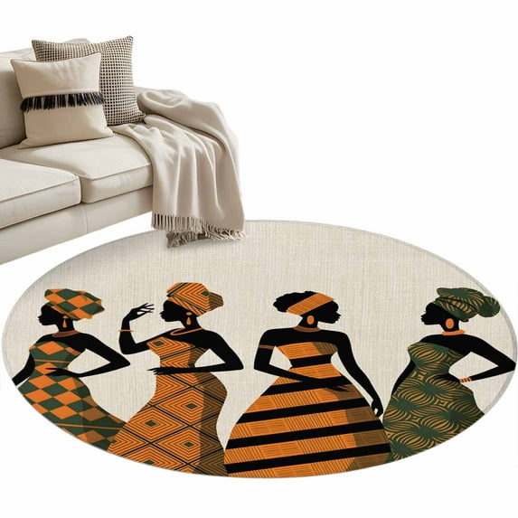 Round Rugs 3 Ft, Black Women Non Slip Area Rugs for Kitchen Bedroom ...